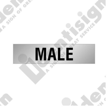 ALUMINIUM ADHESIVE LABEL 230 X 55 MALE RESTROOM