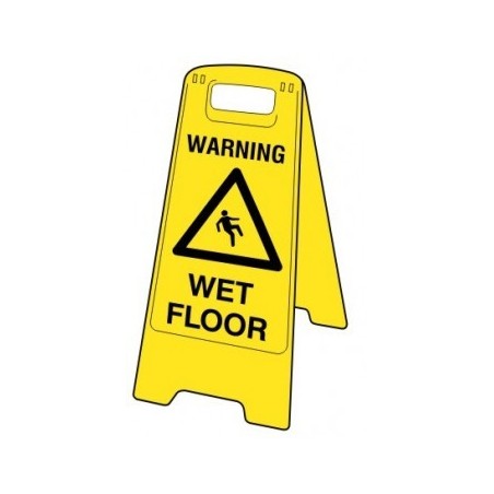 FLOOR STAND MOULDED PLASTIC WARNING WET FLOOR WITH PICTO - PREPRINTED