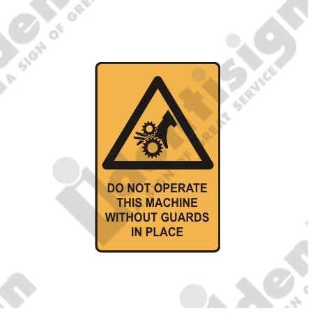 DO NOT OPERATE THIS MACHINE WITHOUT GUARDS IN PLACE WITH PICTO