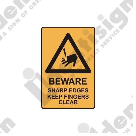 BEWARE SHARP EDGES KEEP FINGERS CLEAR WITH PICTO