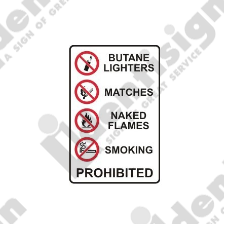 NO BUTANE LIGHTERS MATCHES FLAMES SMOKING WITH PICTOS