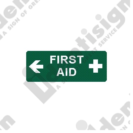 FIRST AID PICTO & LEFT ARROW ADHESIVE LABEL 100 X 225