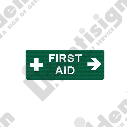 FIRST AID PICTO & RIGHT ARROW ADHESIVE LABEL 100 X 225