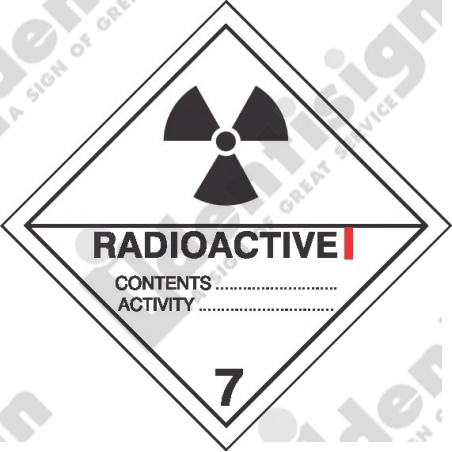 RADIOACTIVE I HAZCHEM PLACARD