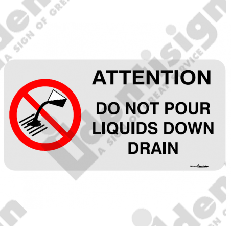 FLOOR MARKER ATTENTION DO NOT POUR LIQUIDS DOWN DRAIN WITH PICTO 500 X 250