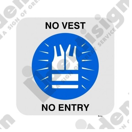 FLOOR MARKER NO VEST NO ENTRY WITH PICTO ADHESIVE LABEL 500 X 500