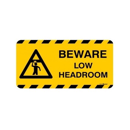 FLOOR MARKER BEWARE LOW HEADROOM WITH PICTO ADHESIVE LABEL 500 X 250