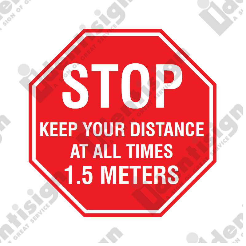 FLOOR MARKER STOP KEEP YOUR DISTANCE AT ALL TIMES 1.5 METERS 300 DIAMETER