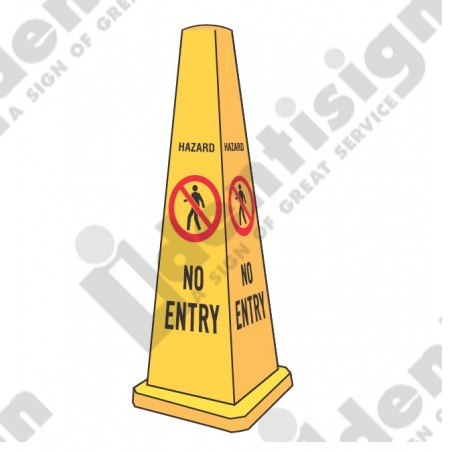 FOUR SIDED CONE HAZARD NO ENTRY WITH PICTO