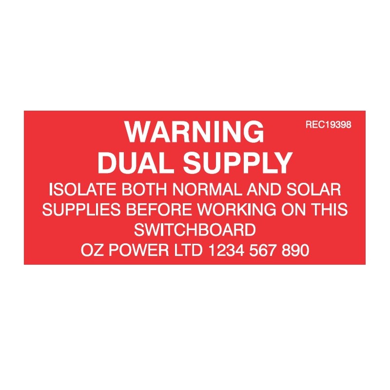 ENGRAVED UTILITY IDENTIFICATION LABEL SOLAR